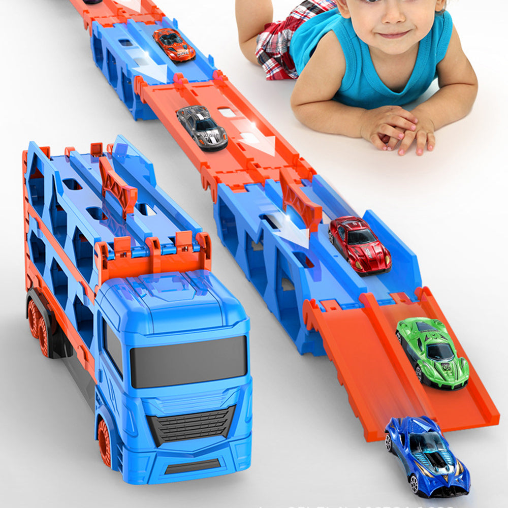 Mega Hauler Truck With Ejection Race Track Includes Mini Cars